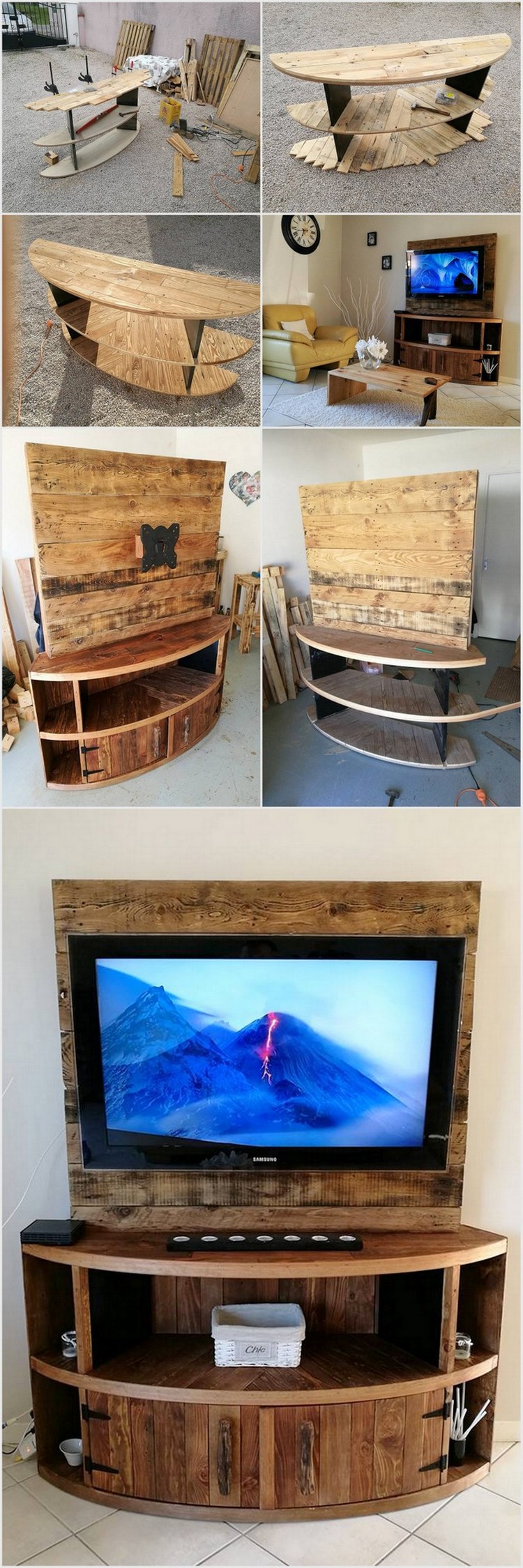 DIY Wood Pallet Entertainment Center – TV Stand – Pallet Wood Projects