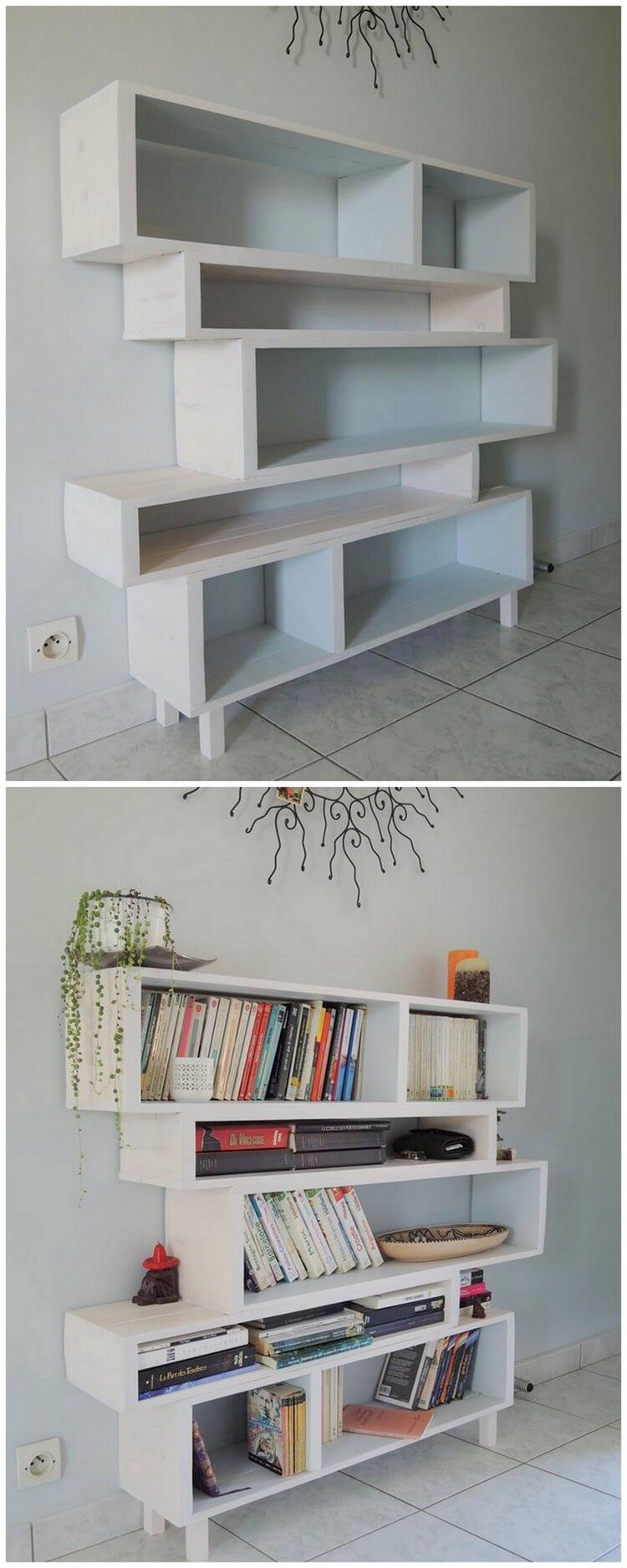Wood Pallets Made Bookshelf – Pallet Wood Projects