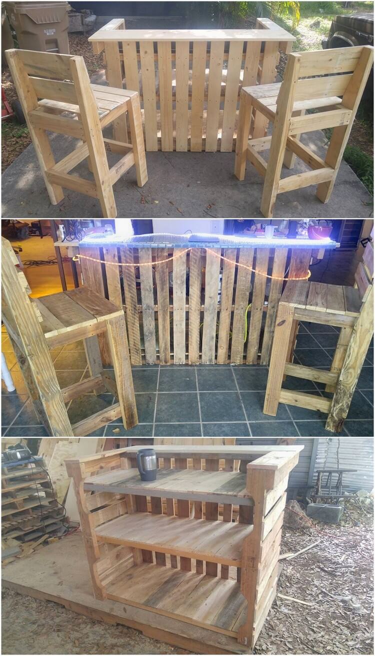 Pallet Bar Table and Chairs – Pallet Wood Projects