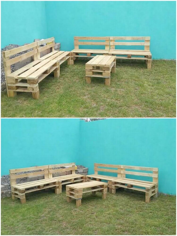 Pallet Garden Benches and Table – Pallet Wood Projects