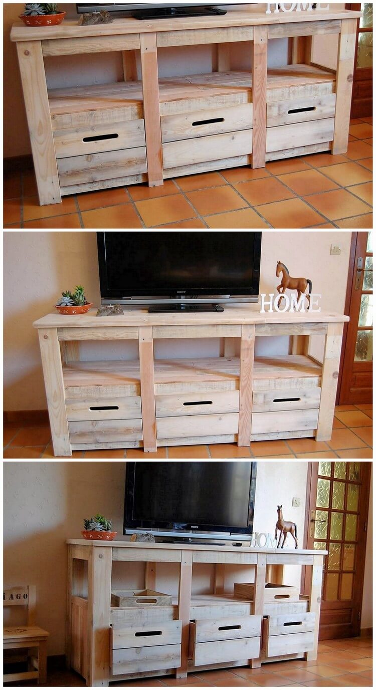 Wood Pallets Media Cabinet / TV Stand – Pallet Wood Projects