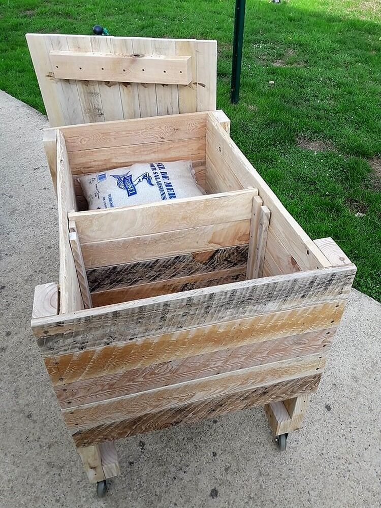 Recycled Wood Pallets Made Storage Box on Wheels – Pallet Wood Projects