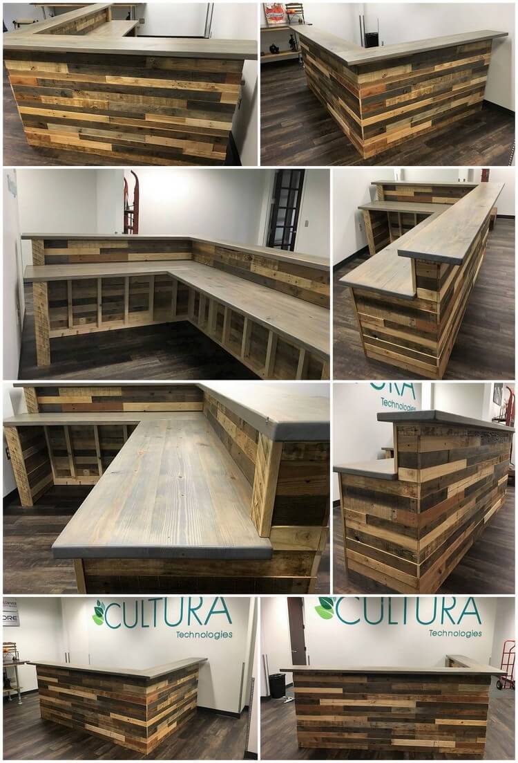 Wood Pallets L-Shape Desk / Counter and Bar Table – Pallet Wood Projects