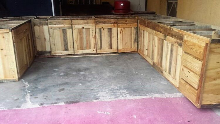 Reclaimed Pallet Wood Cabinets