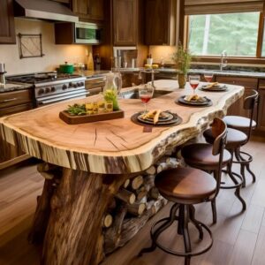 Stunning Wood Log Kitchen Islands: The Epic Centerpiece Your Kitchen ...